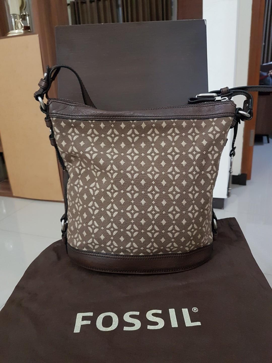 JUAL TAS FOSSIL ORI JADUL MIX KULIT DAN KANVAS, Barang Mewah, Tas ...