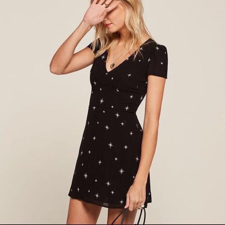 Reformation Constellation Star Black Jenna Dress, Women's Fashion ...
