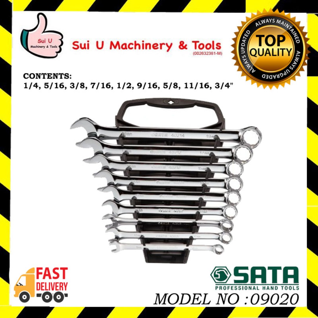 Sata 09020 9 Pc. Metric Combination Wrench Set, Furniture & Home Living ...