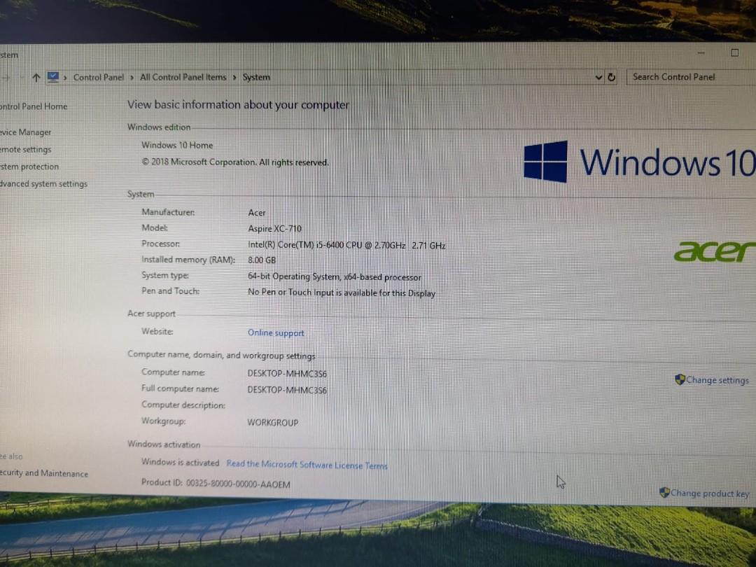 Acer Axpire XC-710 complete set - CPU, monitor, keyboard, mouse ...