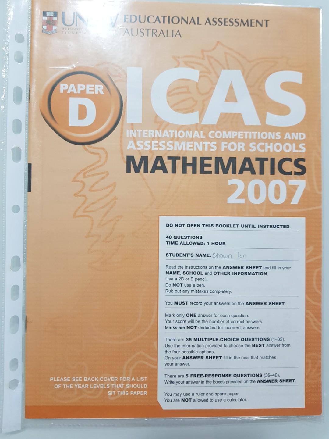 ICAS ENGLISH /MATH /SCIENCE 2006/2007 PAPER C, Hobbies & Toys, Books ...