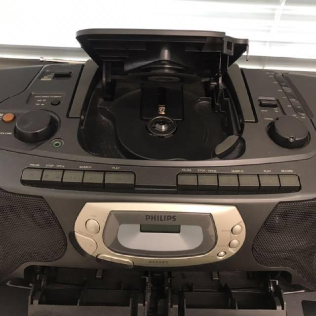 Philips AZ1602 Portable CD, Radio & Dual Cassette Recorder, Audio ...