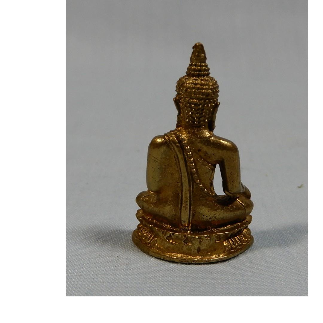 Vintage brass miniature Buddha statue display wood stand, Everything ...