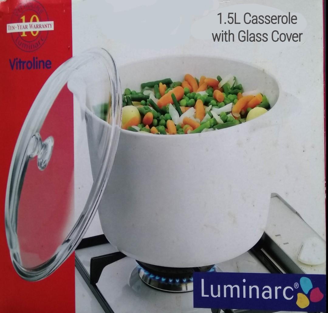 Luminarc Casserole 1.5L Pot with Glass Cover, Furniture & Home Living ...