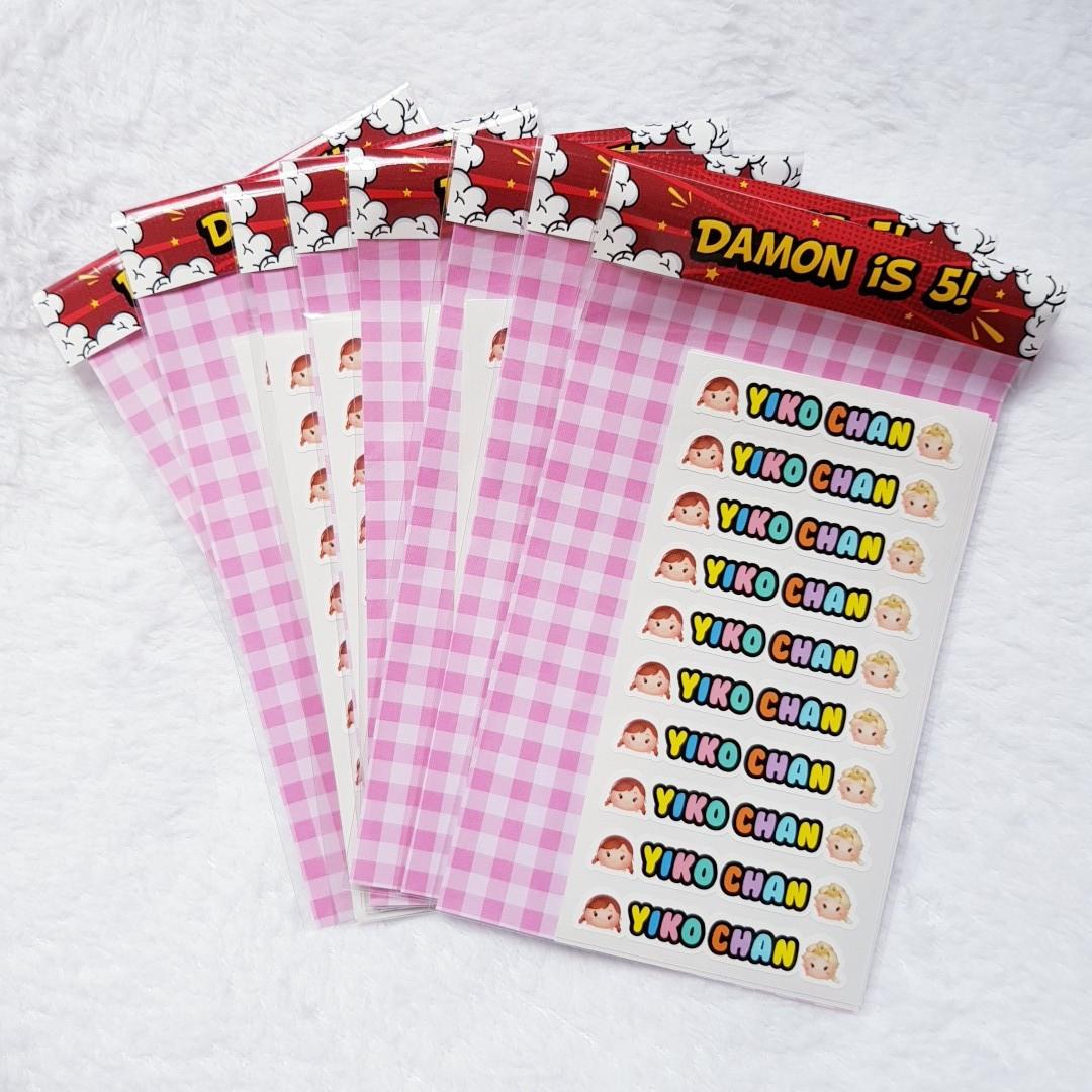Name sticker gift / goodie bag, Hobbies & Toys, Stationery & Craft ...