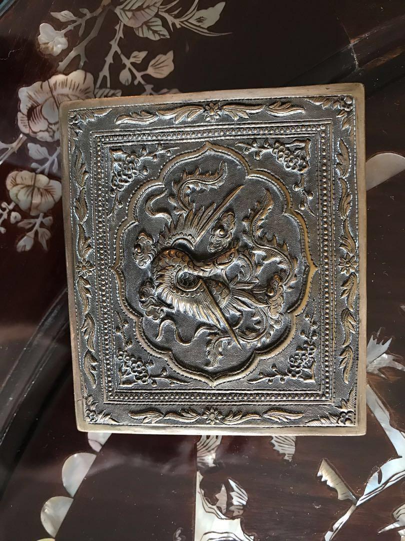 Peranakan Styled Silver Kerosang C/W Silver Plated Box, Women's Fashion ...