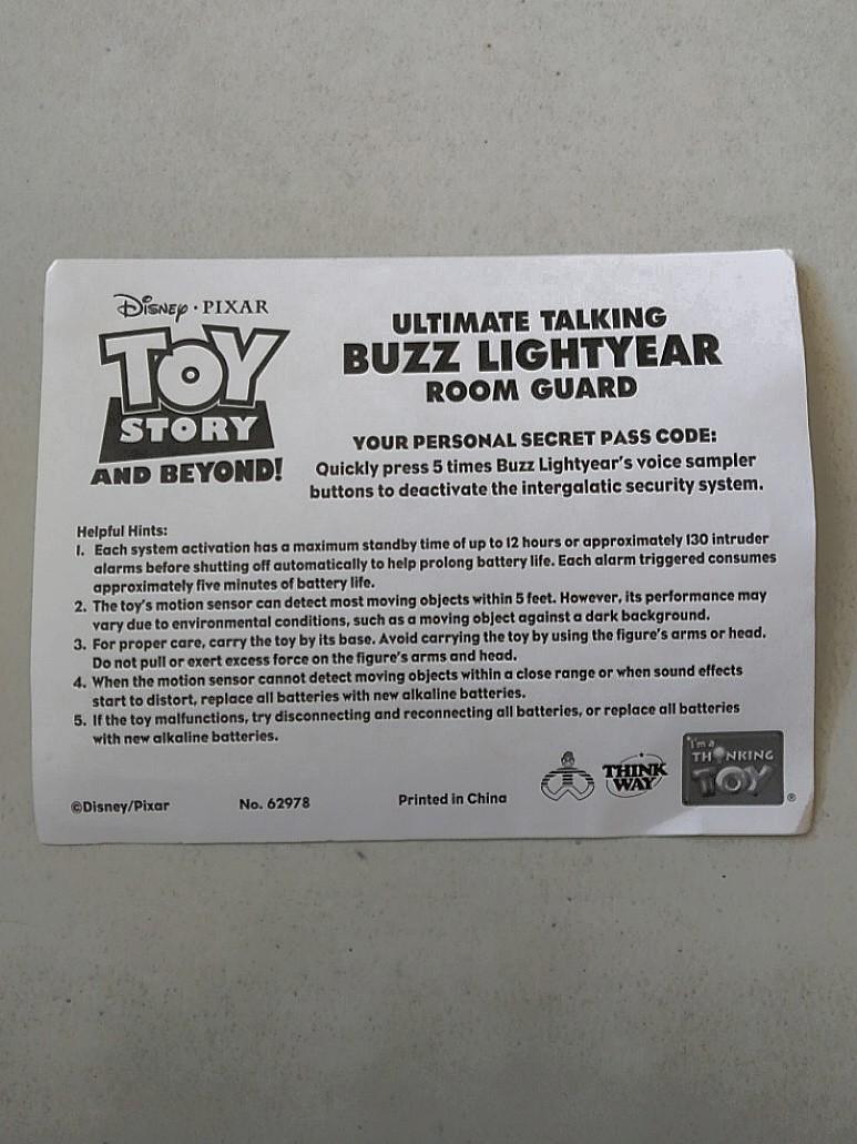 Vintage Ultimate Talking Buzz Lightyear Room Guard Collectors Toy Story ...