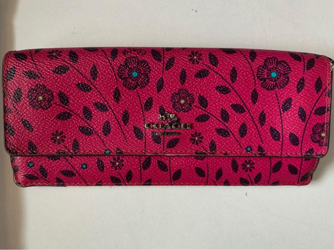 Authentic Coach Long Wallet Pink Flowers, Luxury, Bags & Wallets on ...