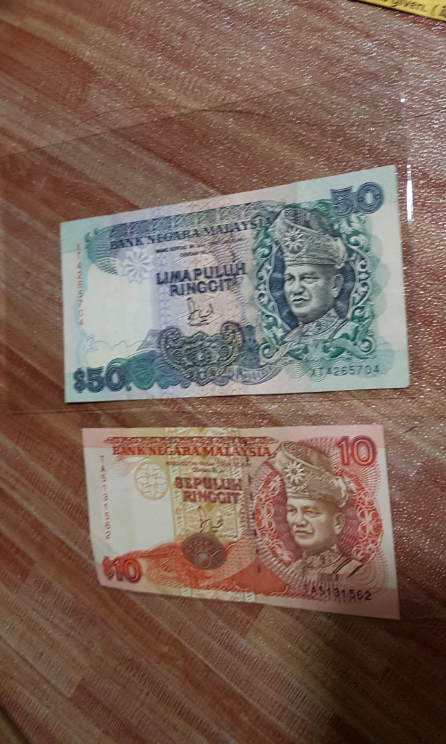 Money note Duit Lama rm10 rm50 old money malaysia, Hobbies & Toys ...