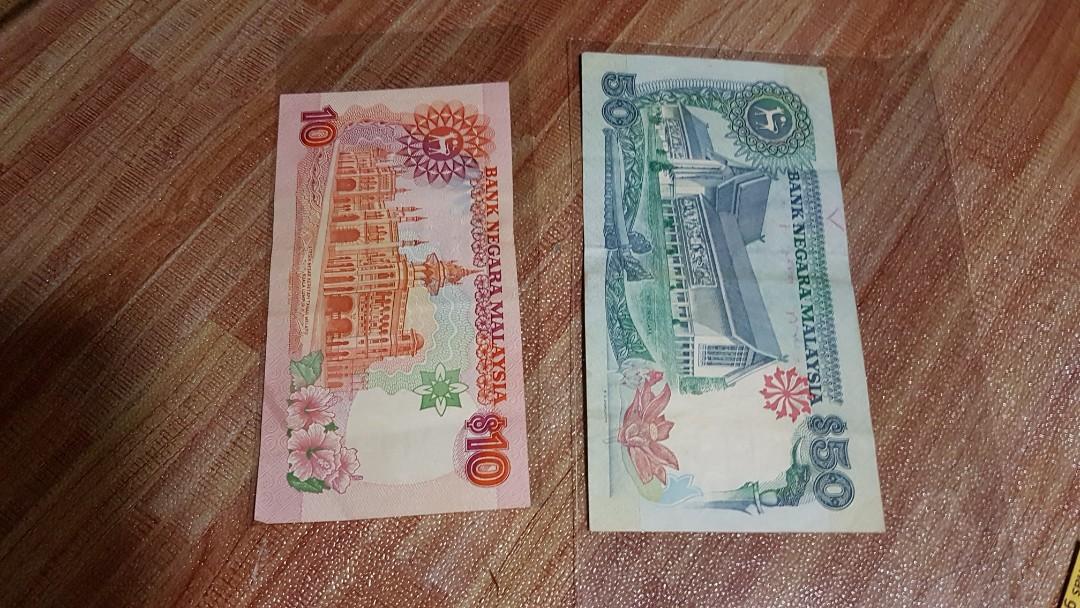 Money note Duit Lama rm10 rm50 old money malaysia, Hobbies & Toys ...