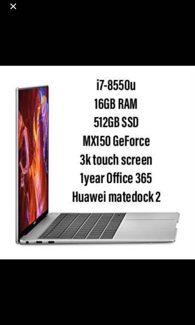 Huawei Matebook X Pro i7 512GB SSD 16GB RAM 2GB MX150 Graphic Card ...