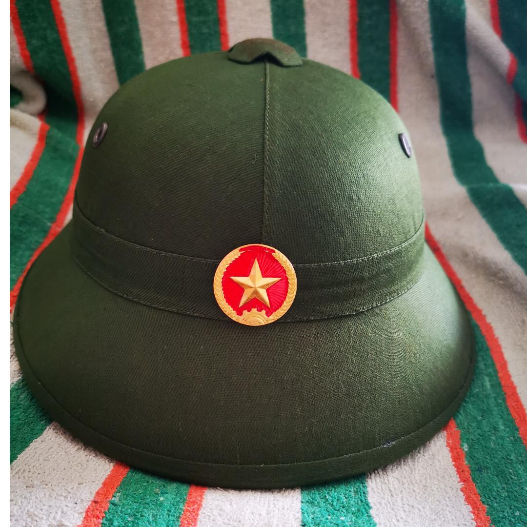 North Viet Army Viet Cong Pith Helmet w Red Star Badge. Free Delivery ...