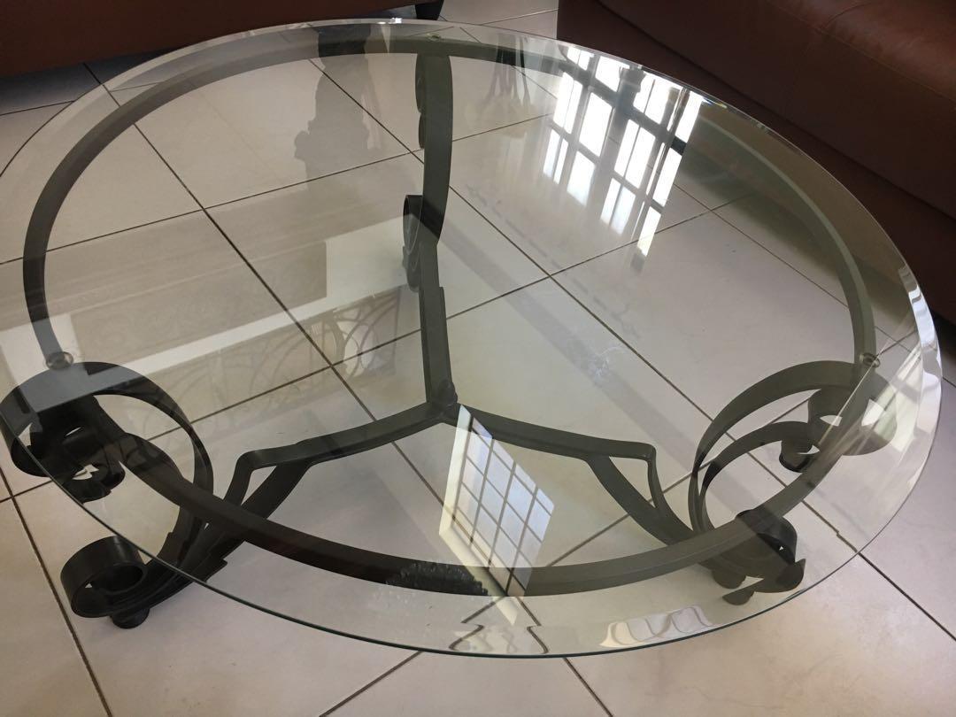 Round Glass Center Table, Furniture & Home Living, Furniture, Tables ...