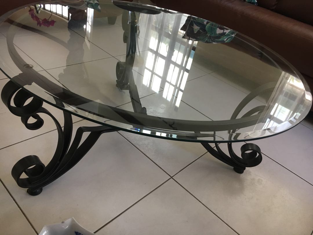 Round Glass Center Table, Furniture & Home Living, Furniture, Tables ...