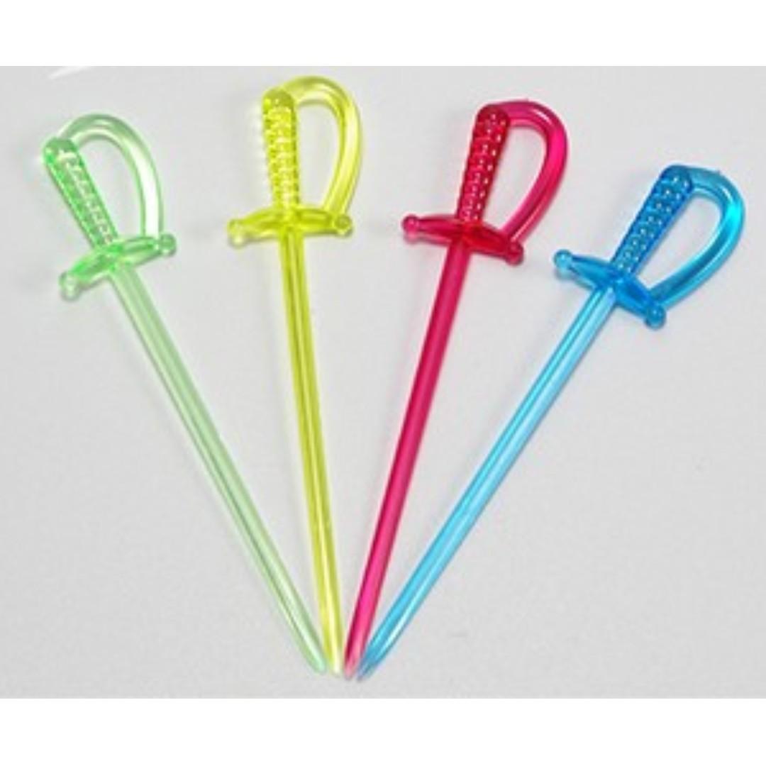 Medieval theme party - Translucent Sword Plastic Fruit Toothpicks ...