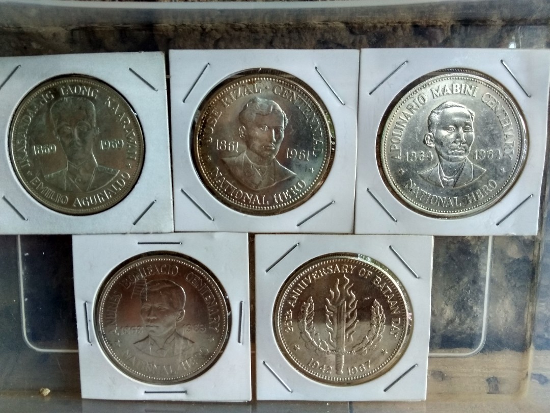 commemorative silver one peso coins jose rizal mabini andres emilio and ...