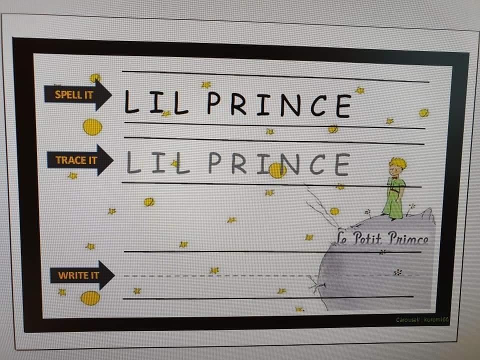 Customised Tracing/Writing/Doodling Activity Sheet ~ Little Prince ...