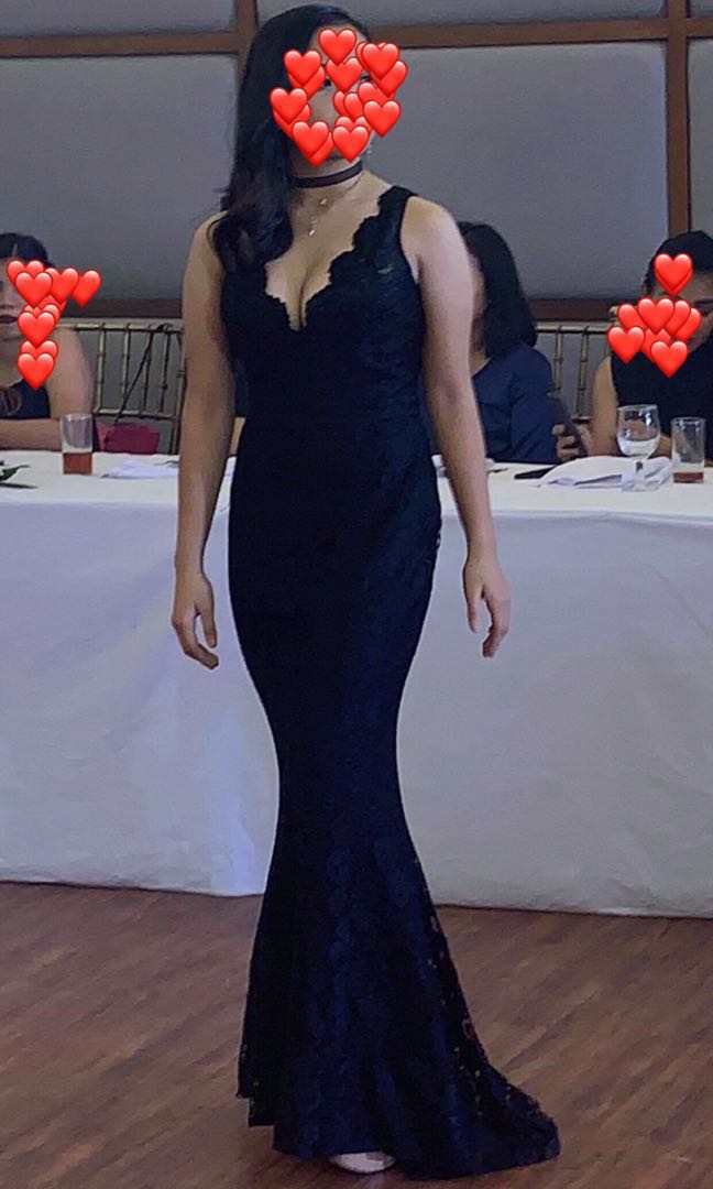 Sexy Black Laced night gown, Women's Fashion, Dresses & Sets, Evening ...