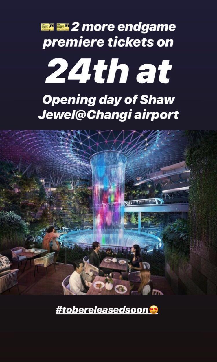 2 tickets Marvel Endgame at Jewel@Changi, Tickets & Vouchers, Local ...