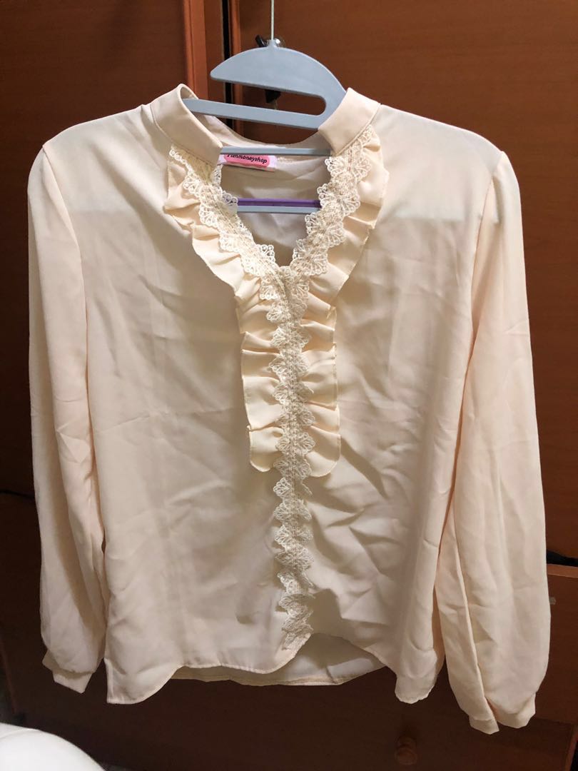 Cream colour Working top, Women's Fashion, Tops, Other Tops on Carousell