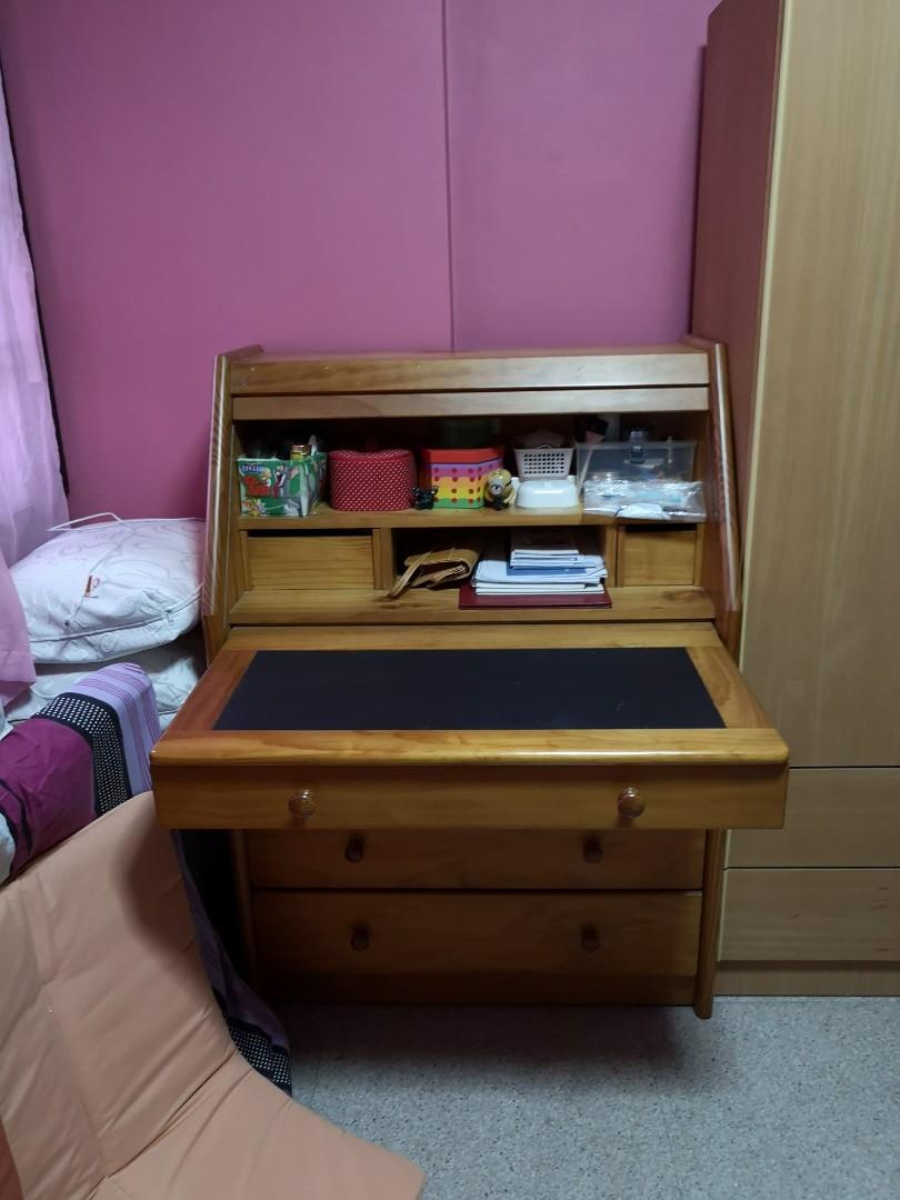 Retractable study table / dressing table with drawers, Furniture & Home ...