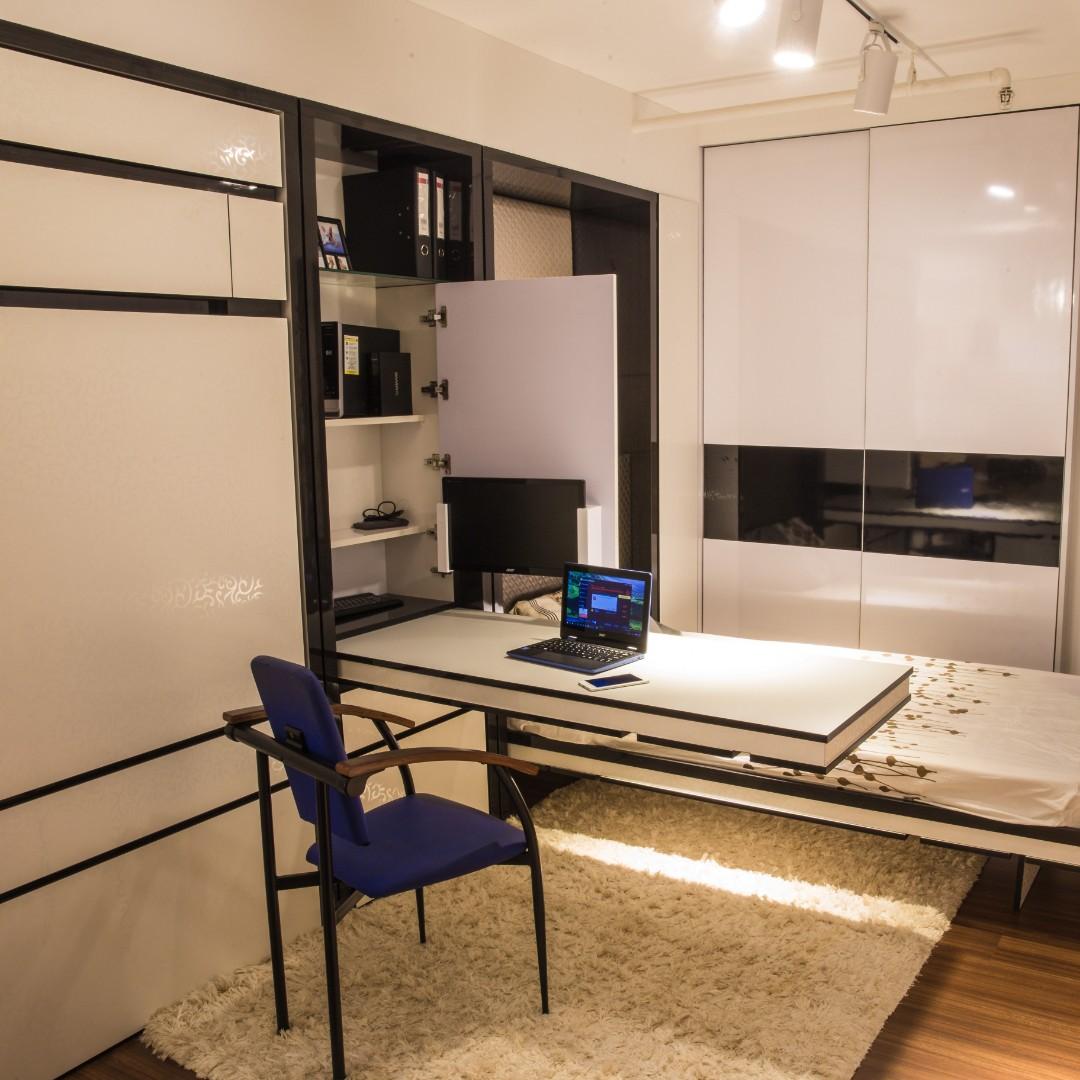 Space-Saving P-series Study Table - Hidden/Conceal Table, Furniture ...