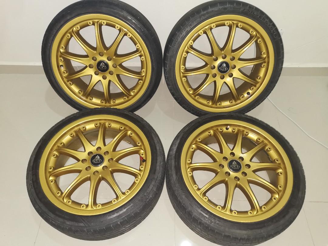 SPORT RIM 17 GOLD COLOUR (TIRE INCLUDED), Auto Accessories on Carousell