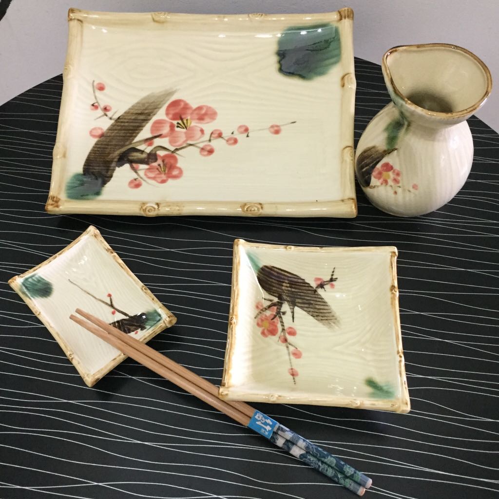 VINTAGE JAPAN POTTERY SET JAPANESE CROCKERY DISH PLATE, Furniture ...
