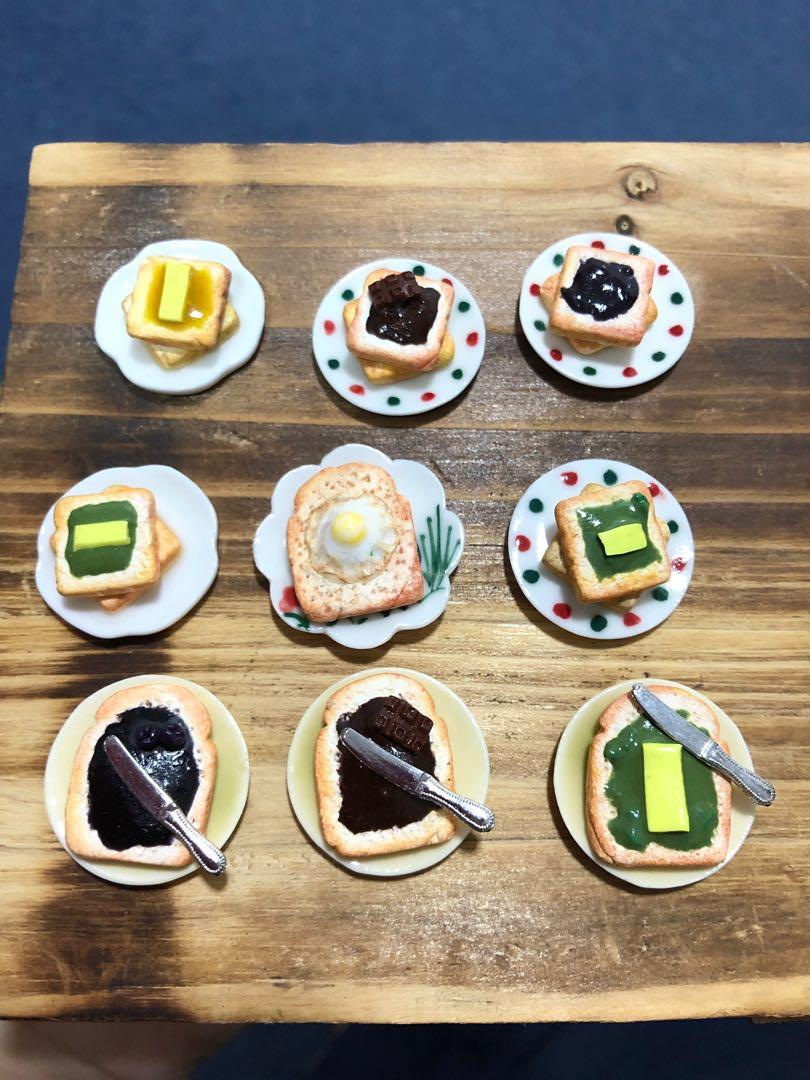Handmade Miniature Egg Toast, Kaya Butter Toast & Nutella Toast (Clay ...