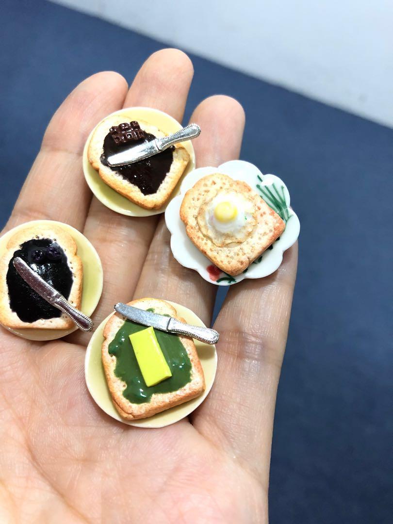 Handmade Miniature Egg Toast, Kaya Butter Toast & Nutella Toast (Clay ...