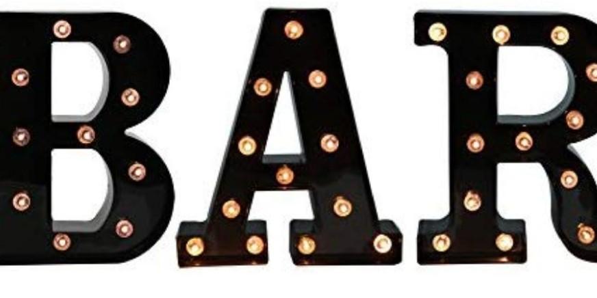 Illuminated LED Marquee Bar Sign (White BAR), Furniture & Home Living ...