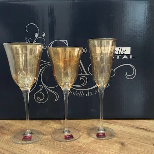 Le Stelle Crystal Wine Glasses, Furniture & Home Living, Kitchenware ...