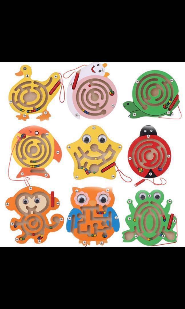 (PO) (>6M) Magnetic Maze Wooden Toy for Kids, Education Puzzle, Brain ...