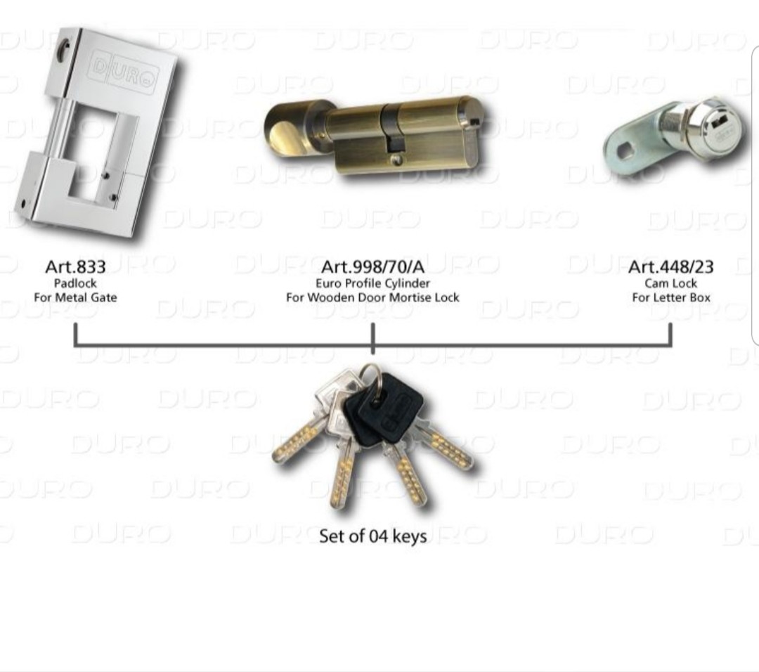 1 key open door, gate and letter box. Duro lock master key system ...