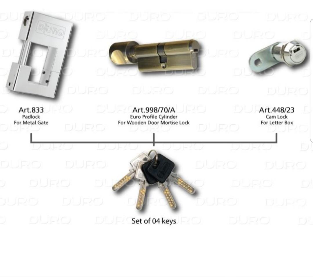1 key open door, gate and letter box. Duro lock master key system ...