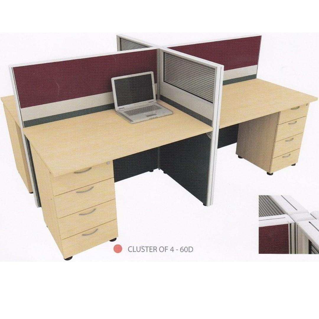 4 pax Office Table Workstation partition system 60D, Furniture & Home ...