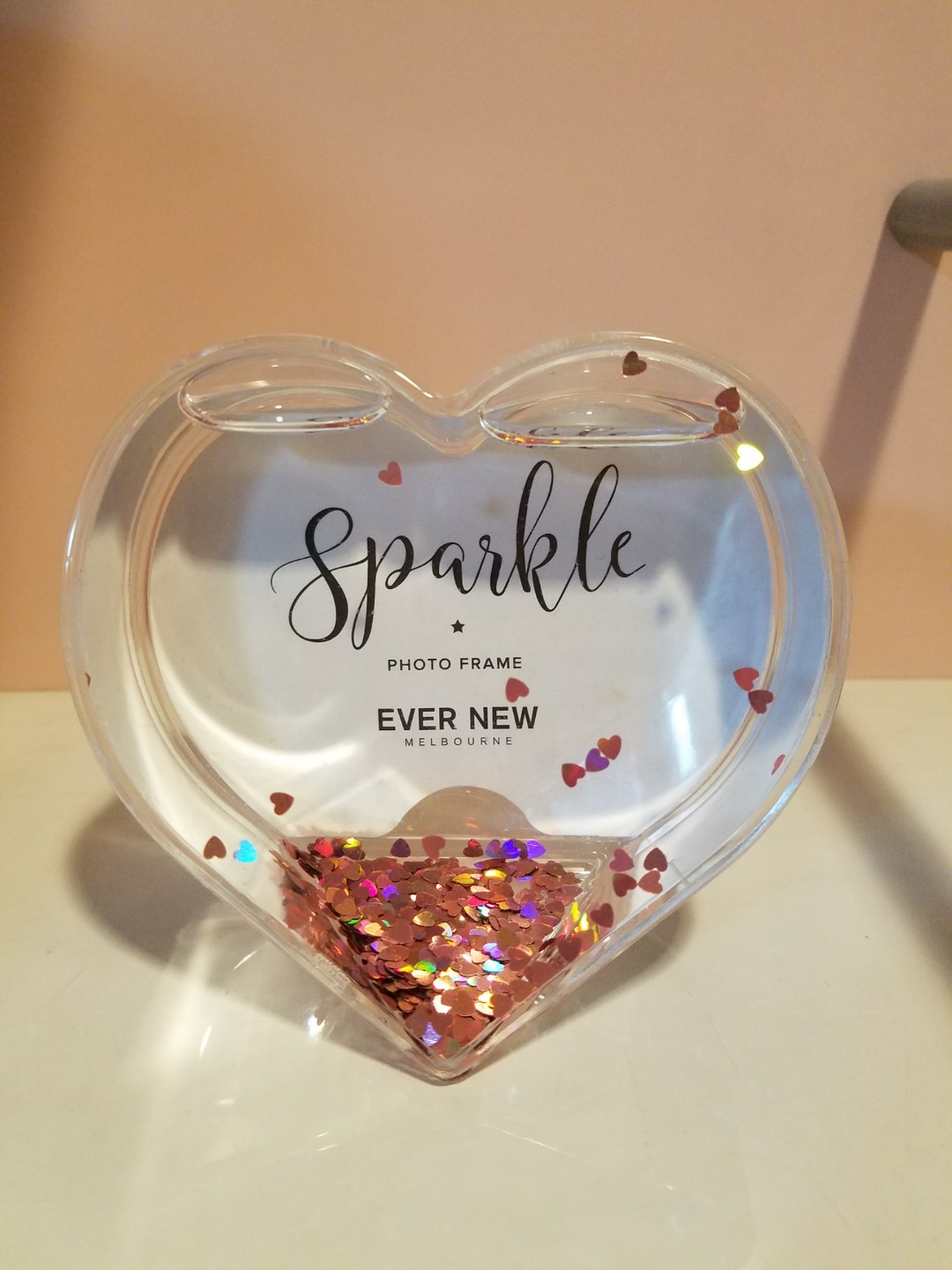 Crystal Picture Frame with Floating Pink Hearts (Brand - EVER NEW ...