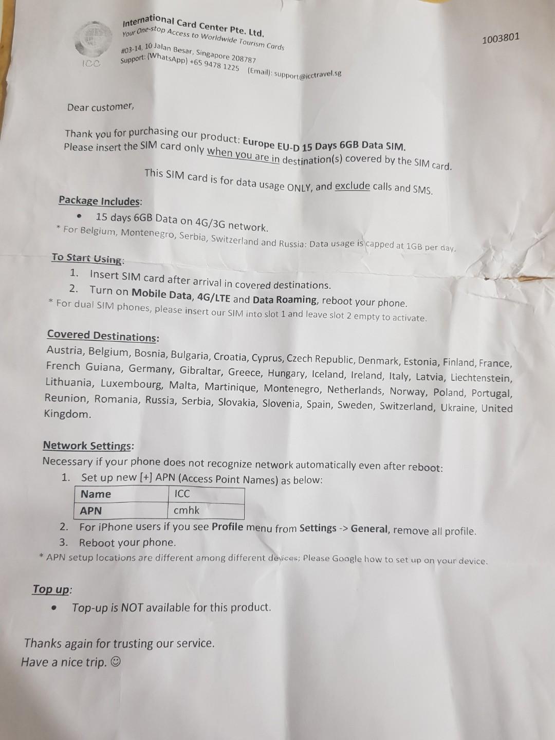 ICC Sim Card UK & Europe 15 Days 6GB, Mobile Phones & Gadgets, Mobile ...