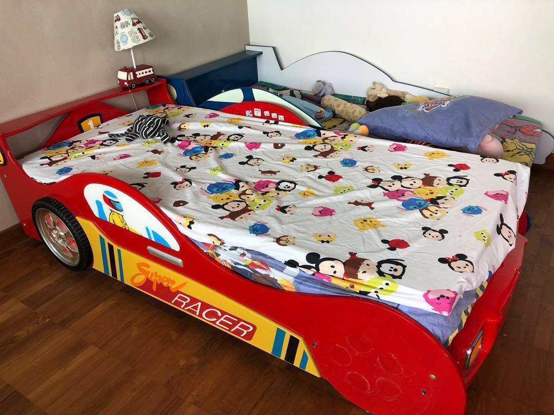 Race car bed (red) single, Furniture & Home Living, Furniture, Bed ...