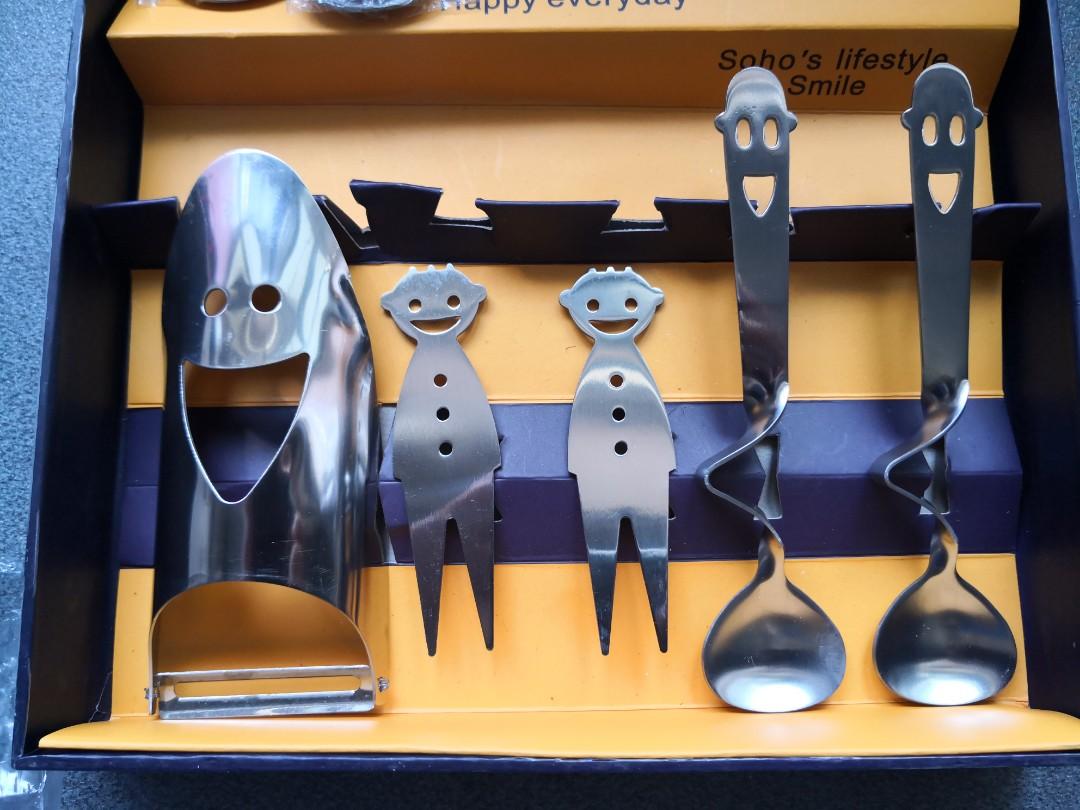 Smiley Face Fork Spoon Utensil Set, Furniture & Home Living ...