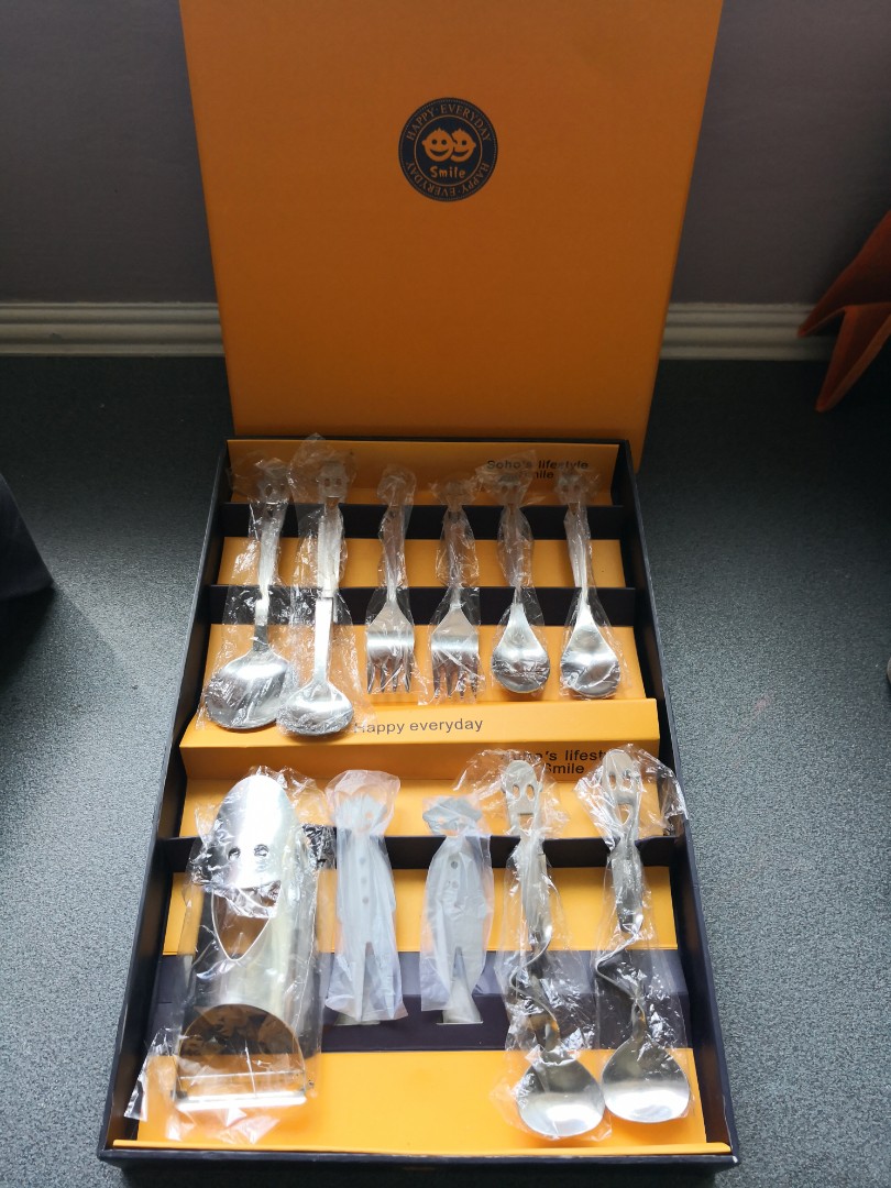 Smiley Face Fork Spoon Utensil Set, Furniture & Home Living ...