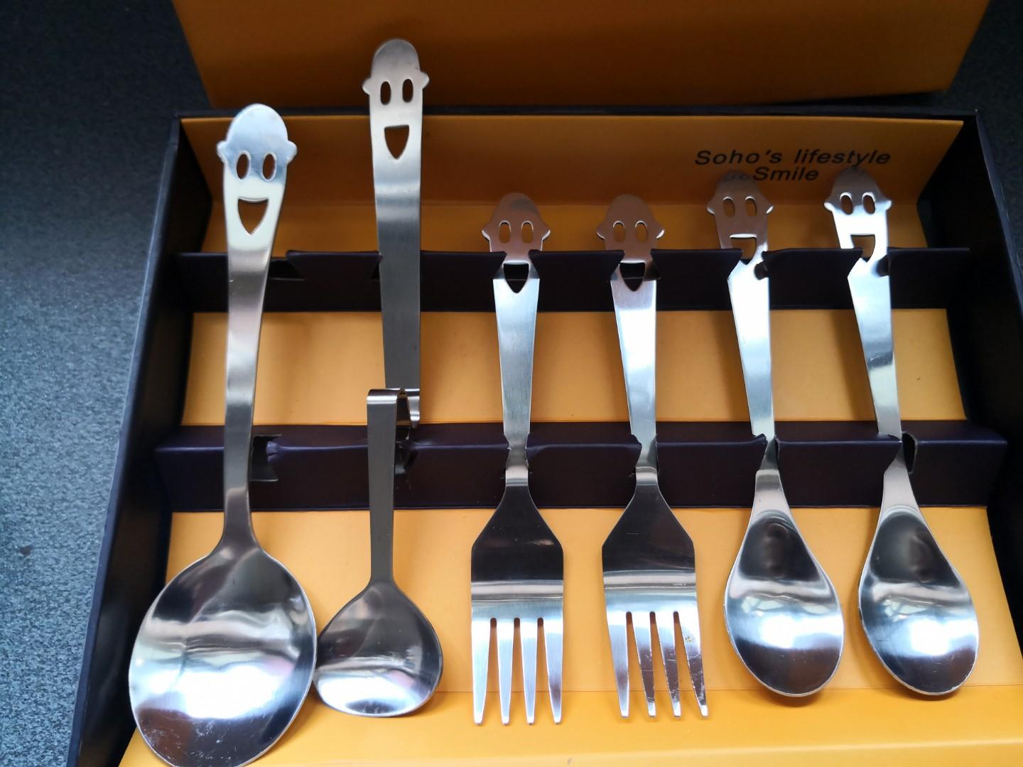 Smiley Face Fork Spoon Utensil Set, Furniture & Home Living ...