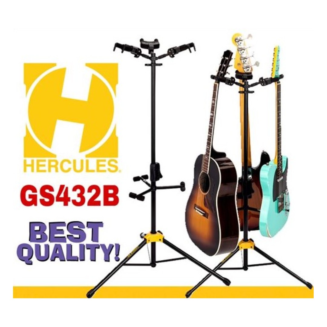 Hercules GS432B Auto Grip System (AGS) Triple Guitar Stand, Hobbies & Toys, Music & Media, Music ...