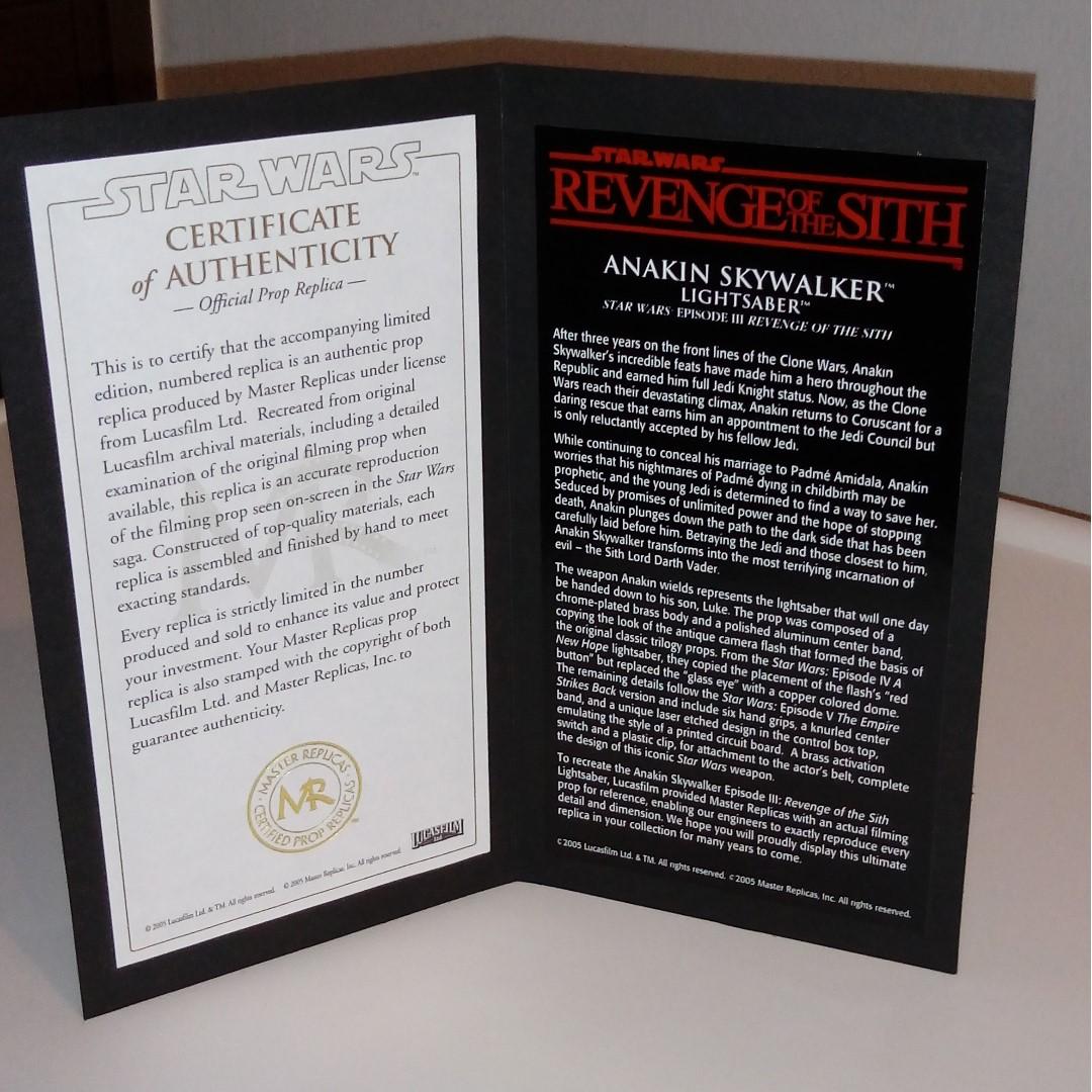 Star Wars Master Replicas Anakin Skywalker Ep III Lightsaber LE ...