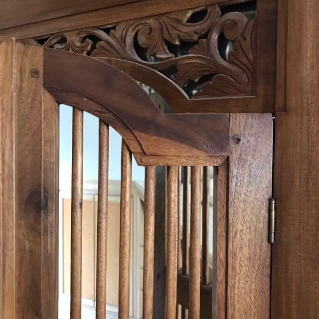 Vintage Hand Carved Balinese Indonesian Teak Window Mirror, Furniture ...