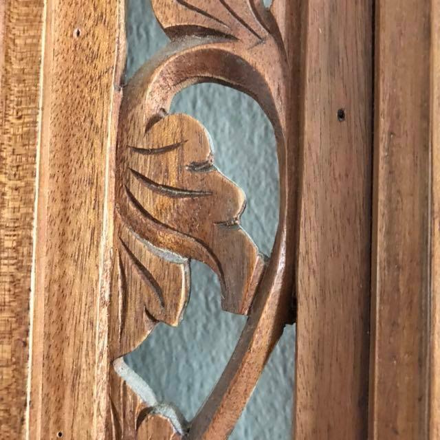 Vintage Hand Carved Balinese Indonesian Teak Window Mirror, Furniture ...