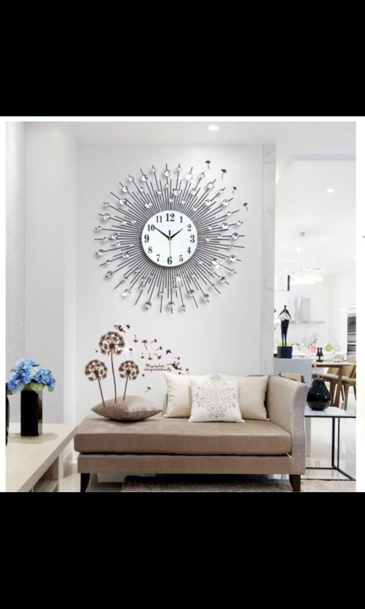 Beautiful Large Crystal Wall Clock, Furniture & Home Living, Home Decor ...