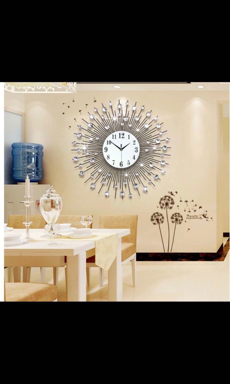 Beautiful Large Crystal Wall Clock, Furniture & Home Living, Home Decor ...