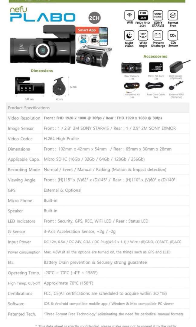 Nefu Korean leading in-car camera brand PLABO 2 channel dash cam with ...