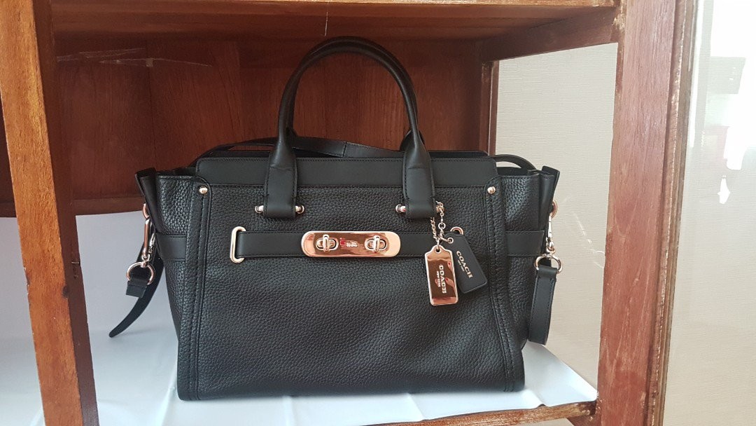 Coach Black Swagger Leather Satchet Bag (Large Size), Luxury, Bags ...
